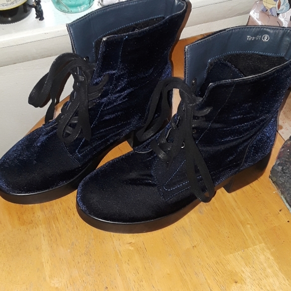 Nature Breeze | Shoes | Dark Blue Velvet Boots | Poshmark